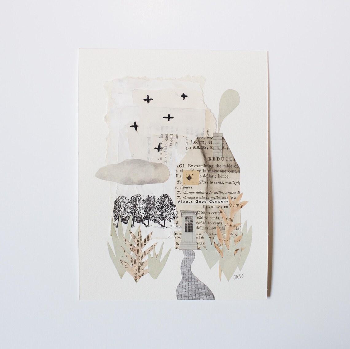 Original Cut Paper Abstract Collage Art ‘always Good Company’ Mixed ...