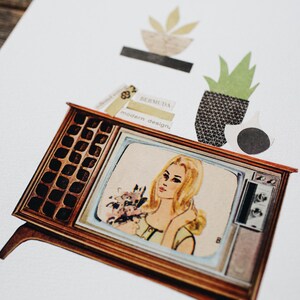 Original ‘retro Modern’ TV Collage Art, Midcentury Decor Cut Paper ...