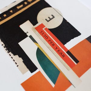 Original Abstract Cut Paper Collage Art, Vintage Ephemera Modern Wall ...