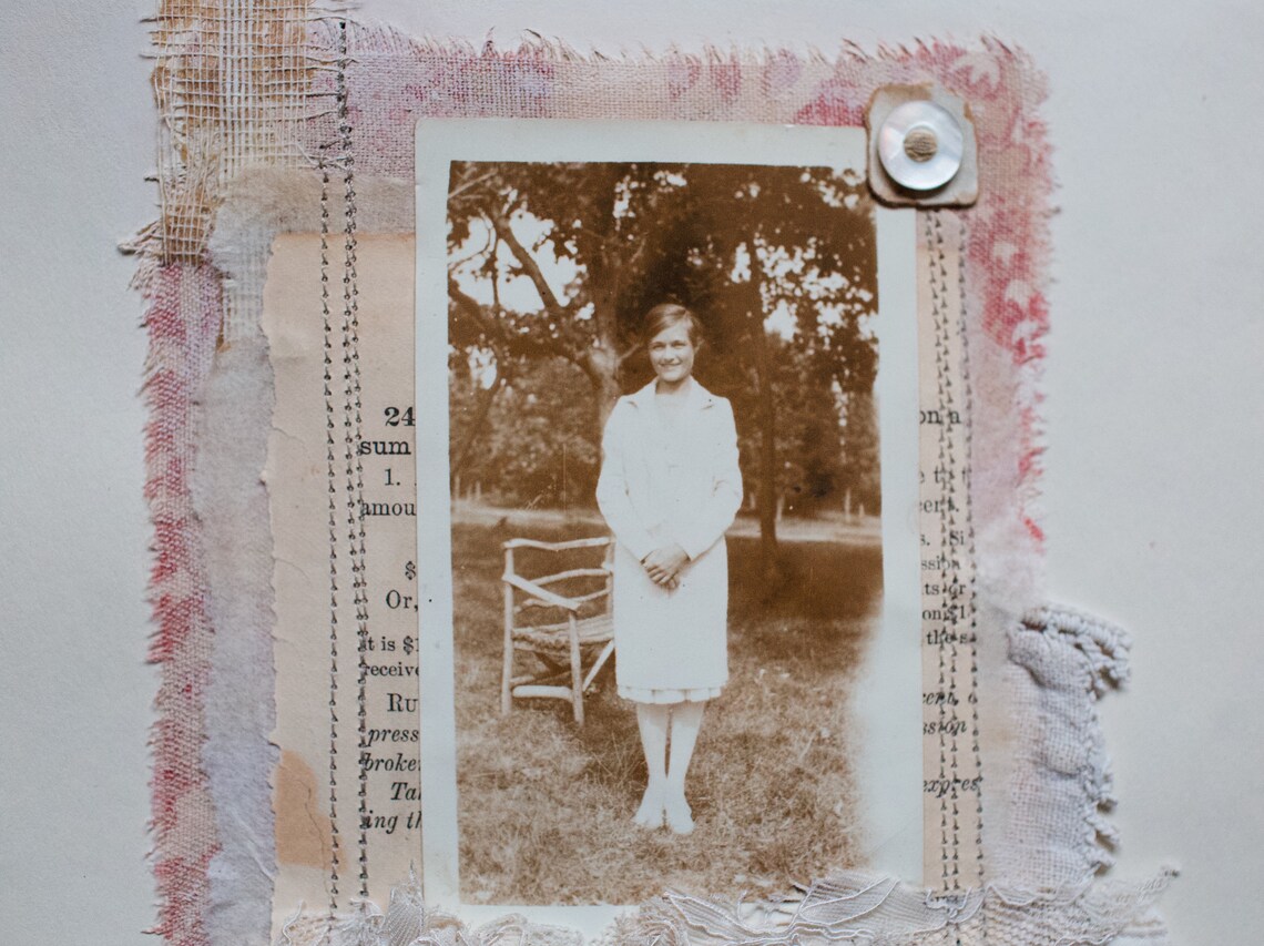 Original Mixed Media Art Collage on Book Page, ‘quietly Composed ...