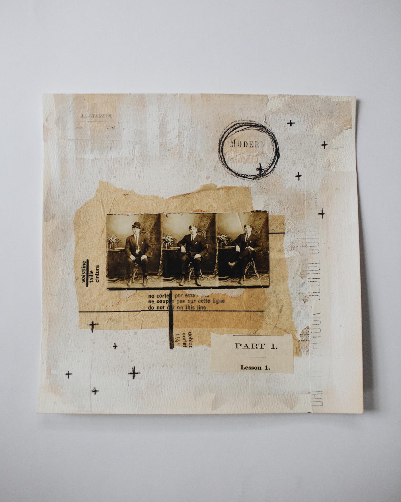 Original Mixed Media Abstract Art Collage on Paper, ‘A Modern Lesson ...