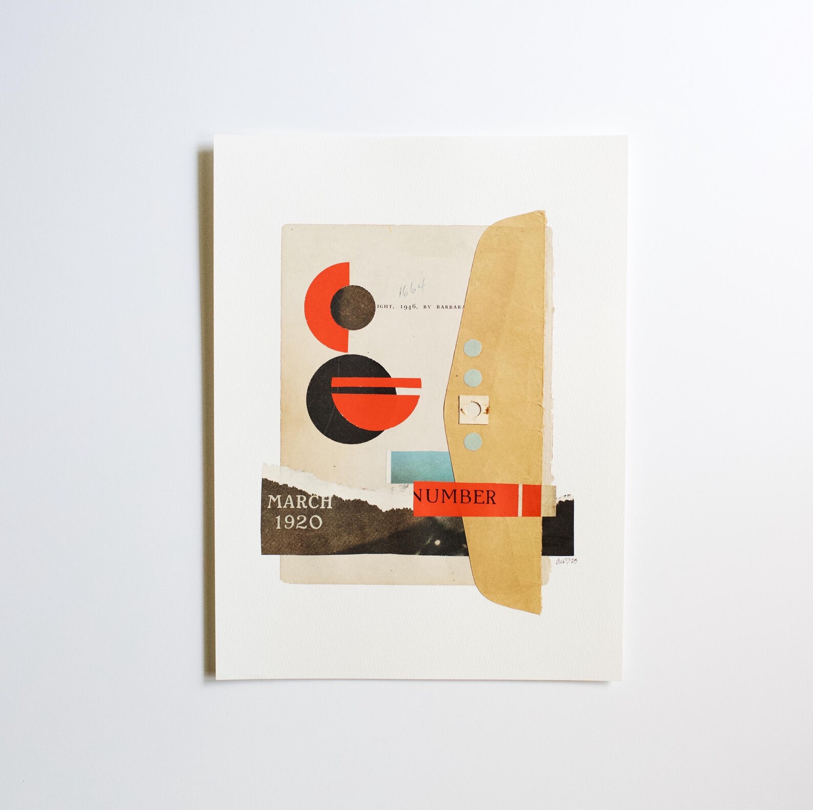 Original Abstract Cut Paper Collage Art, Vintage Ephemera Modern Wall ...