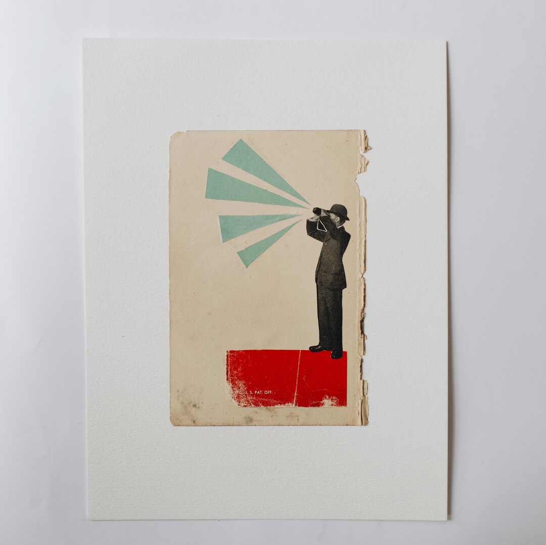 Original Vintage Abstract Paper Collage Art, Antique Magazine Cut Paper ...