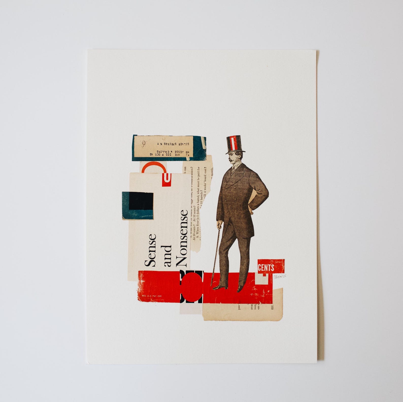 Original Cut Paper Abstract Collage Art, ‘sense and Nonsense’ Vintage ...