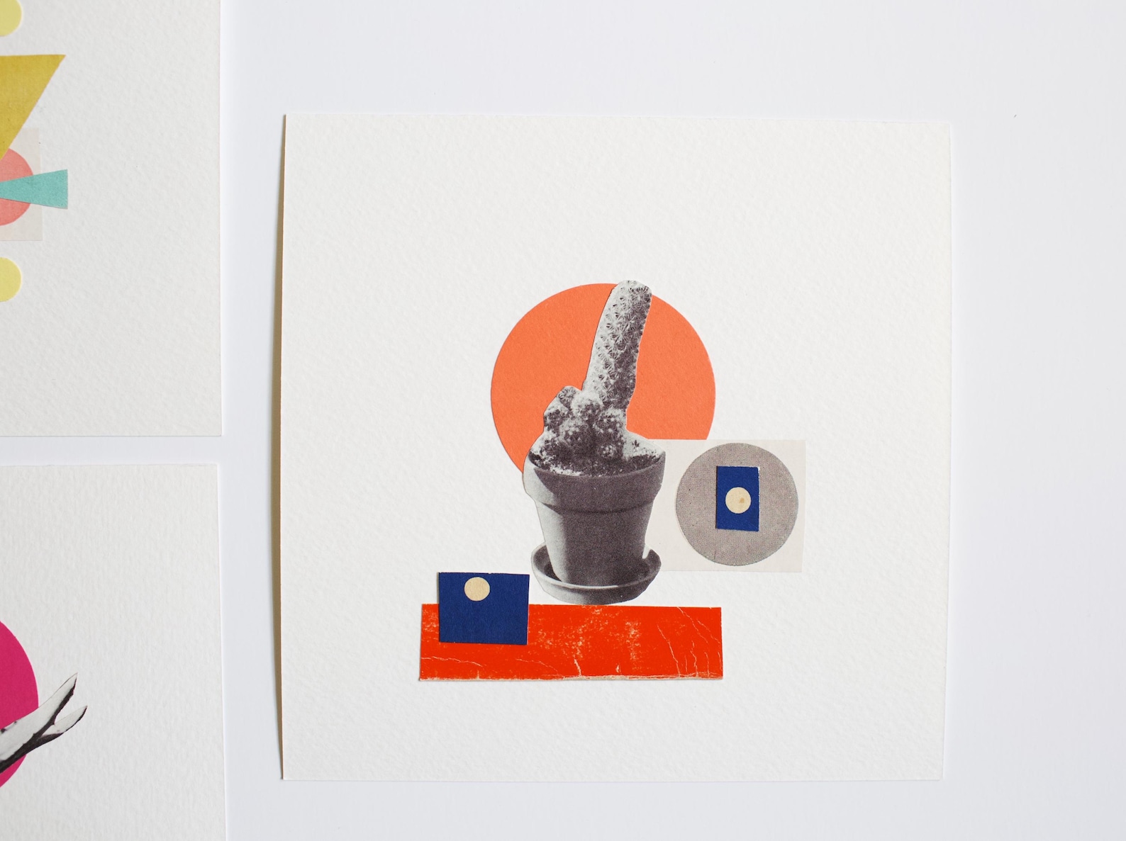 Original Abstract Collage Art, Set of Three, Cacti Trio - Etsy