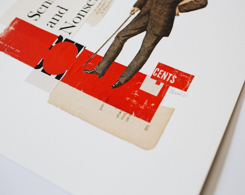 Original Cut Paper Abstract Collage Art, ‘sense and Nonsense’ Vintage ...