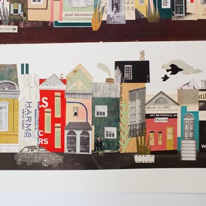 Original Cut Paper Street Scene Collage Art, Midcentury Mixed Media ...