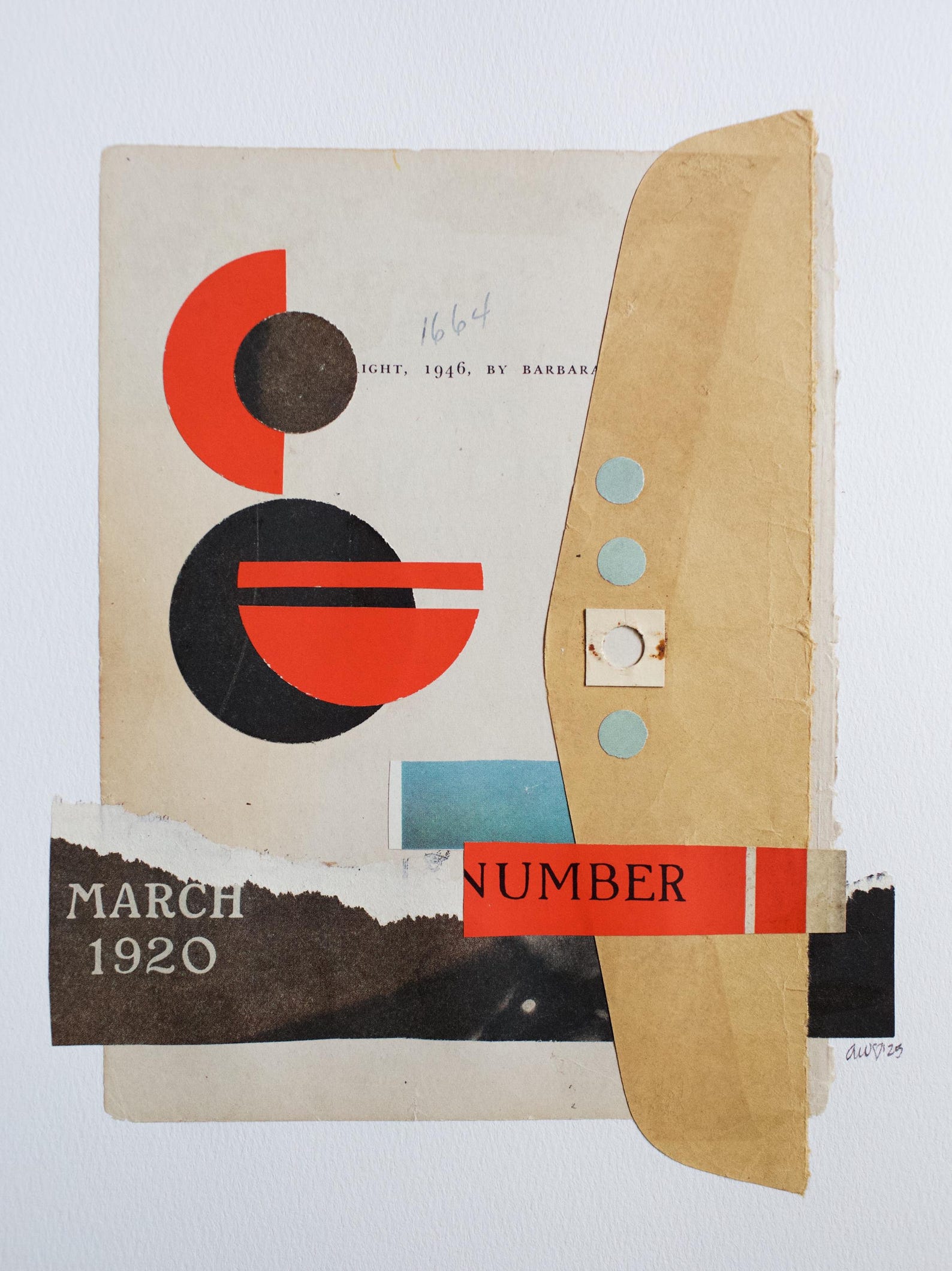 Original Abstract Cut Paper Collage Art, Vintage Ephemera Modern Wall ...