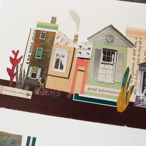 Original Cut Paper Street Scene Collage Art, Midcentury Mixed Media ...