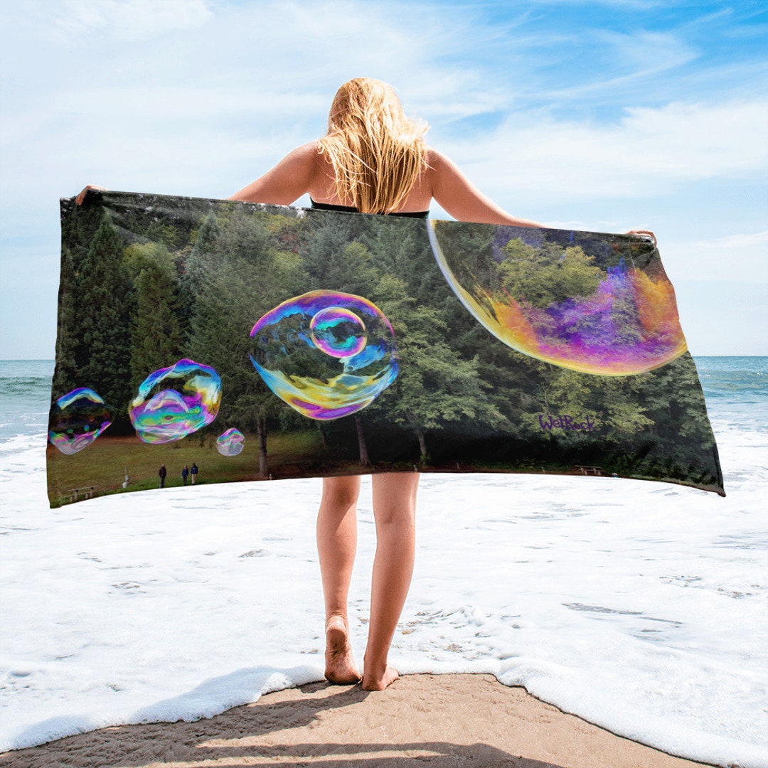 30 X 60″ "bubbles on the Lake" Towel Big Bubble Beach River Lake ...