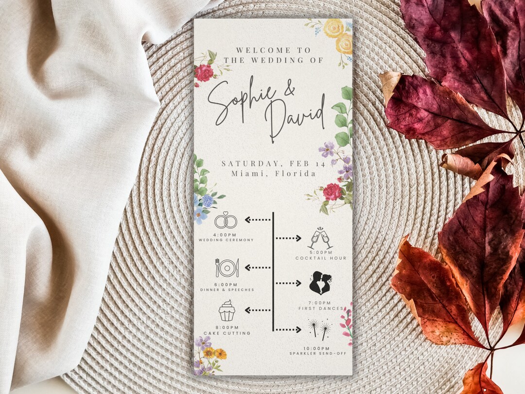 Wildflower Program Template Wildflower Wedding Program, Wedding Day ...