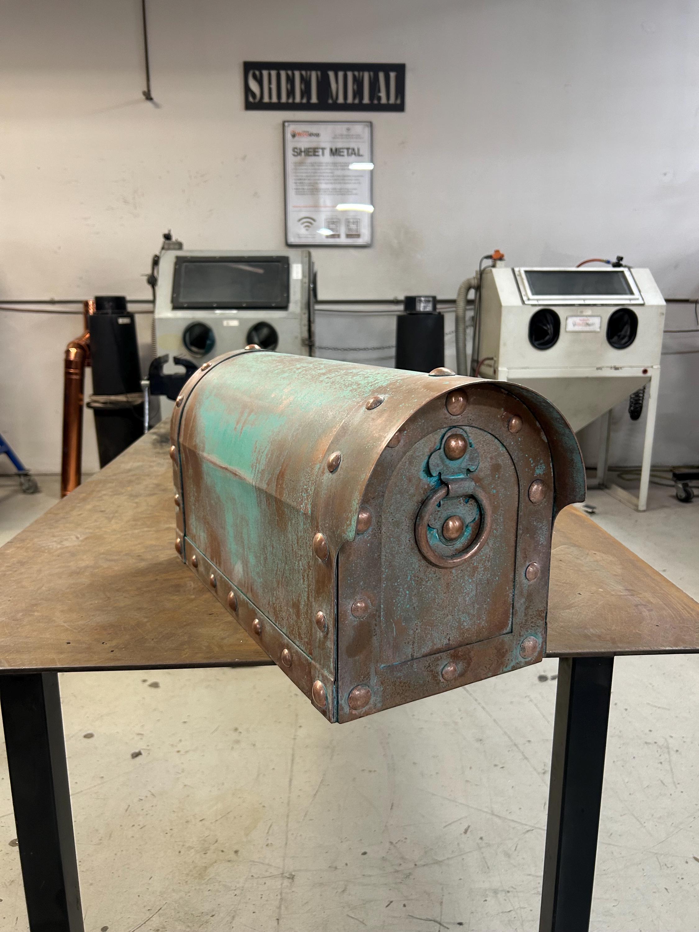 Handcrafted Copper Mailbox: Walnut Trim, Riveted Design - Etsy