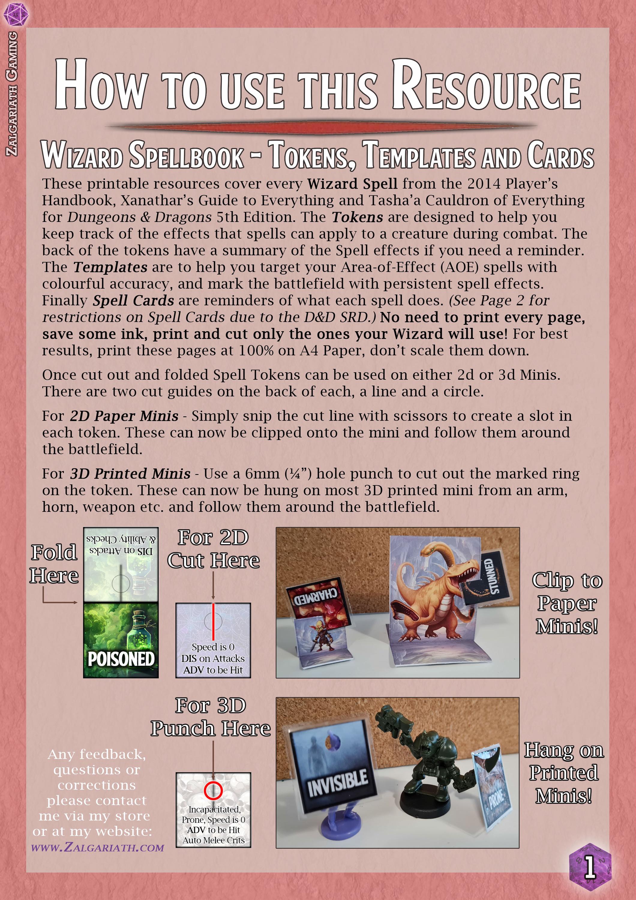 D&D Wizard Spell Card Toolbox: Printable Cards, Area of Effect aoe ...