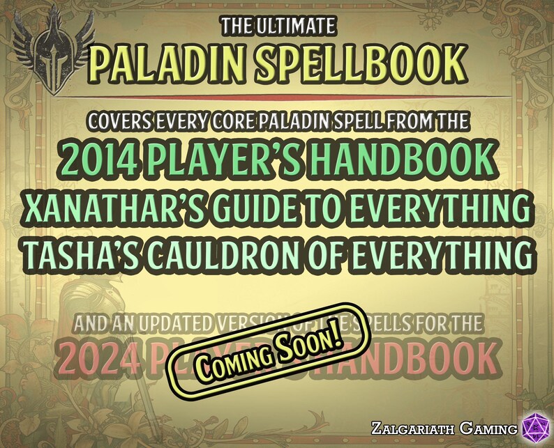 D&D Paladin Spell Card Toolbox: Printable Cards, Area of Effect aoe ...