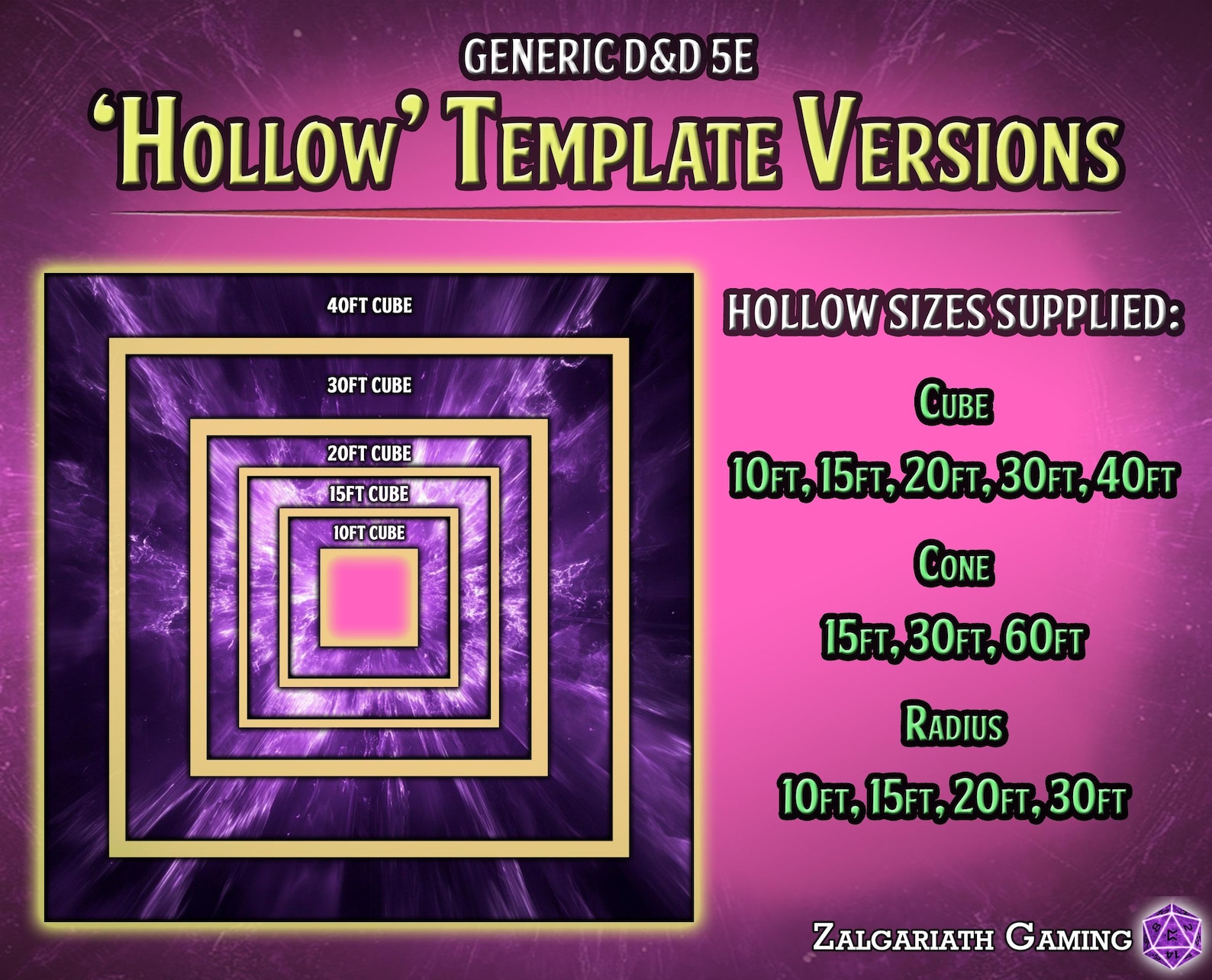 Dnd 5e Spell Aoe Templates: Cones, Cubes, Lines & Radius Circles ...