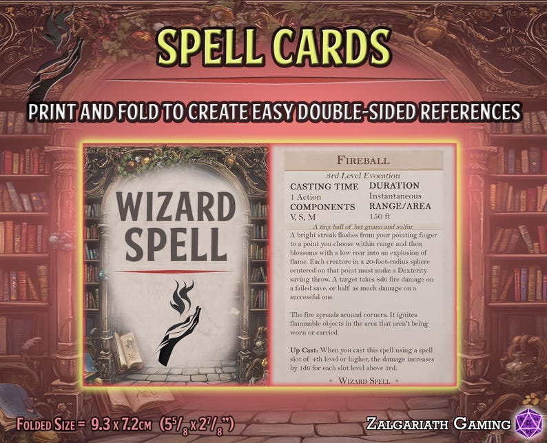 D&D Wizard Spell Card Toolbox: Printable Cards, Area of Effect aoe ...