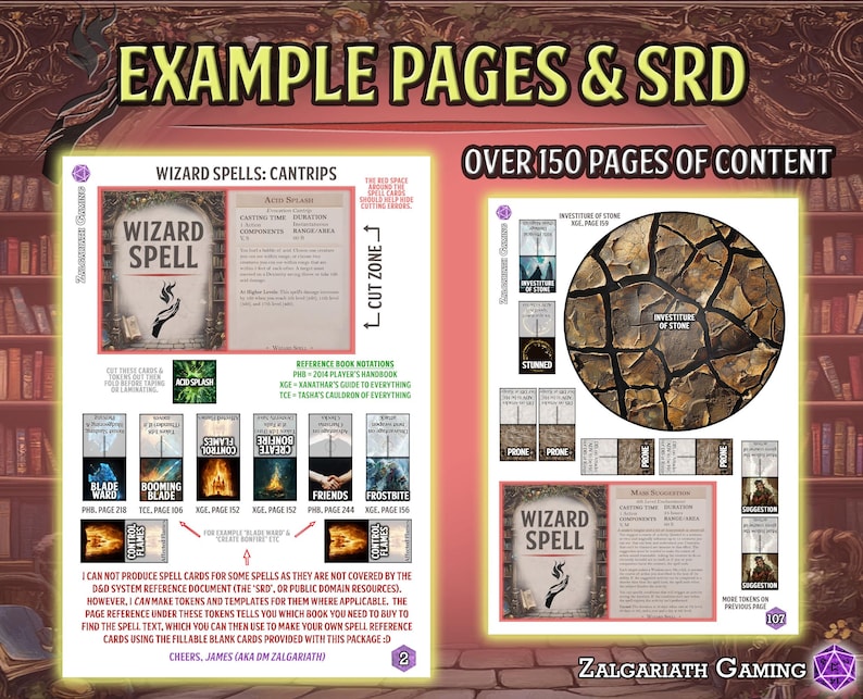 D&D Wizard Spell Card Toolbox: Printable Cards, Area of Effect aoe ...