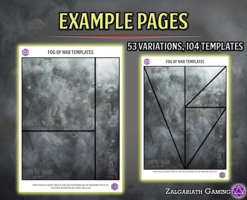 Dnd Printable Fog of War Template Tiles - Etsy