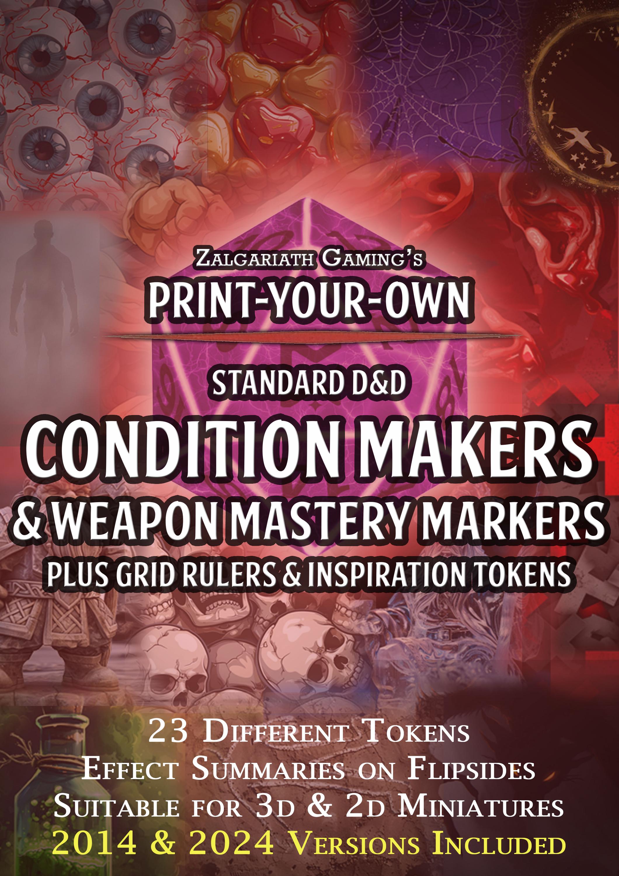Dnd Printable Condition Markers, Weapon Mastery and Inspiration Tokens ...