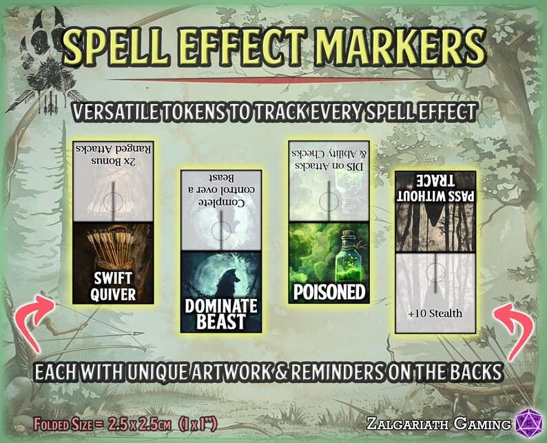 D&D Ranger Spell Card Toolbox: Printable Cards, Area of Effect aoe ...
