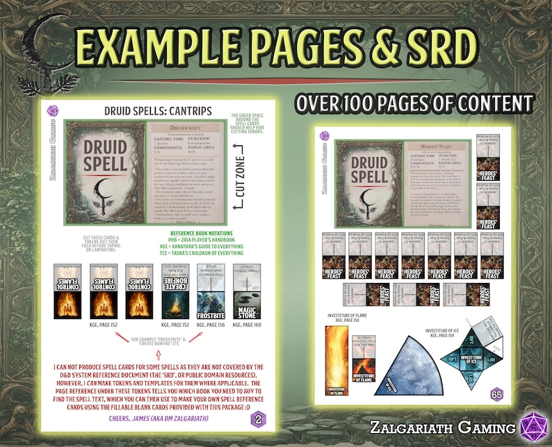 Dnd Druid Spellbook Kit: Spell Cards, Tokens, Templates, Minis ...