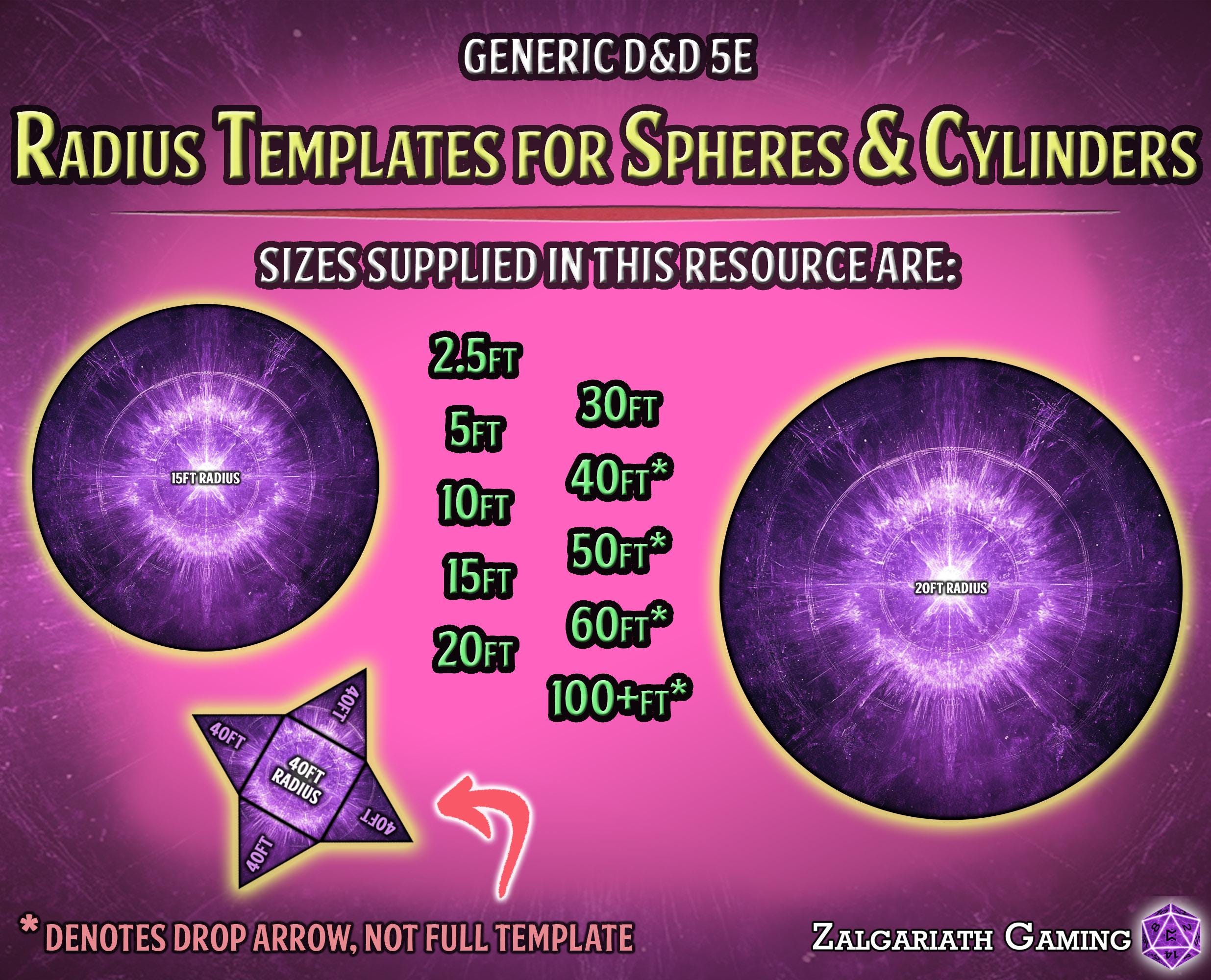 Dnd 5e Spell Aoe Templates: Cones, Cubes, Lines & Radius Circles ...