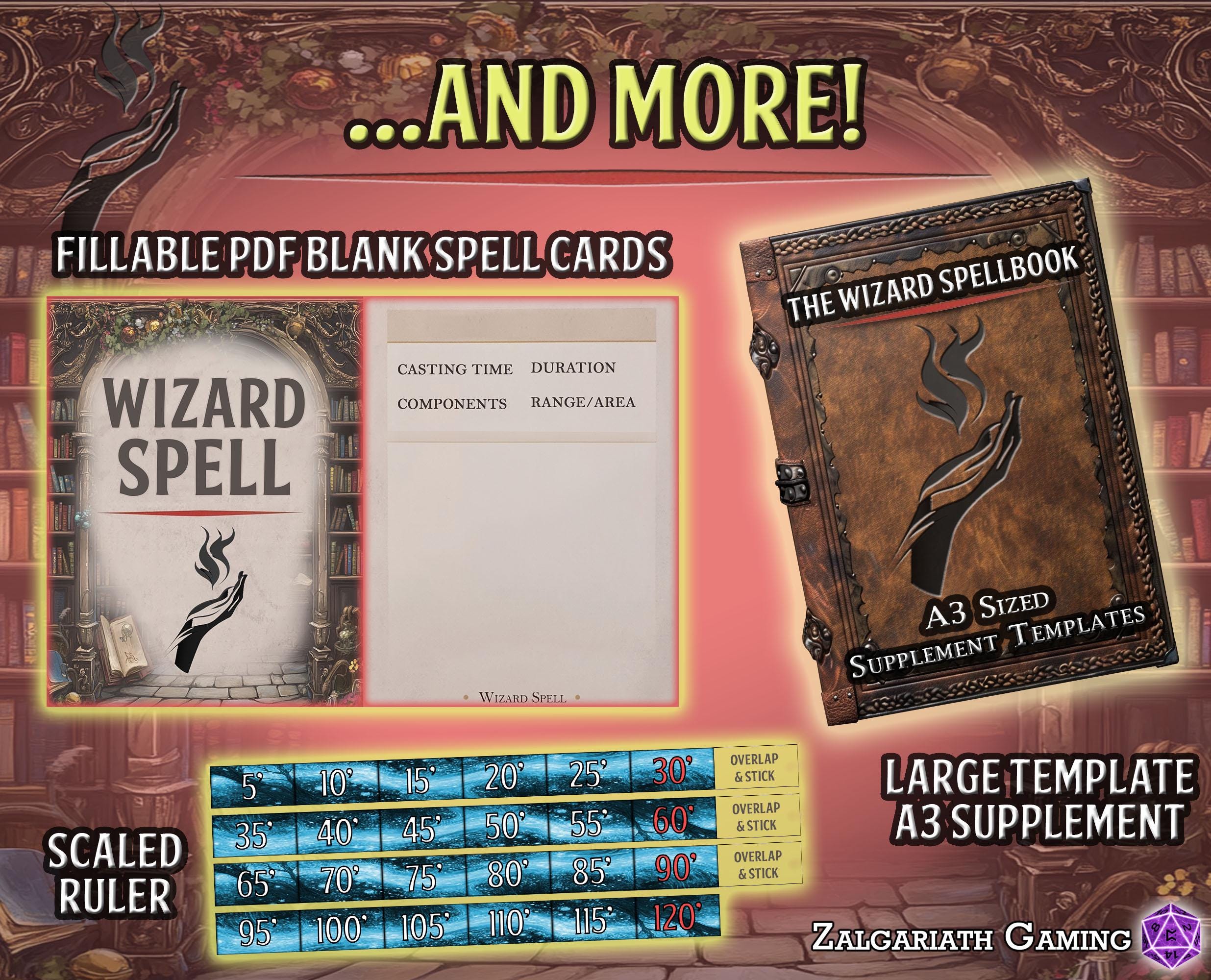 D&D Wizard Spell Card Toolbox: Printable Cards, Area of Effect aoe ...