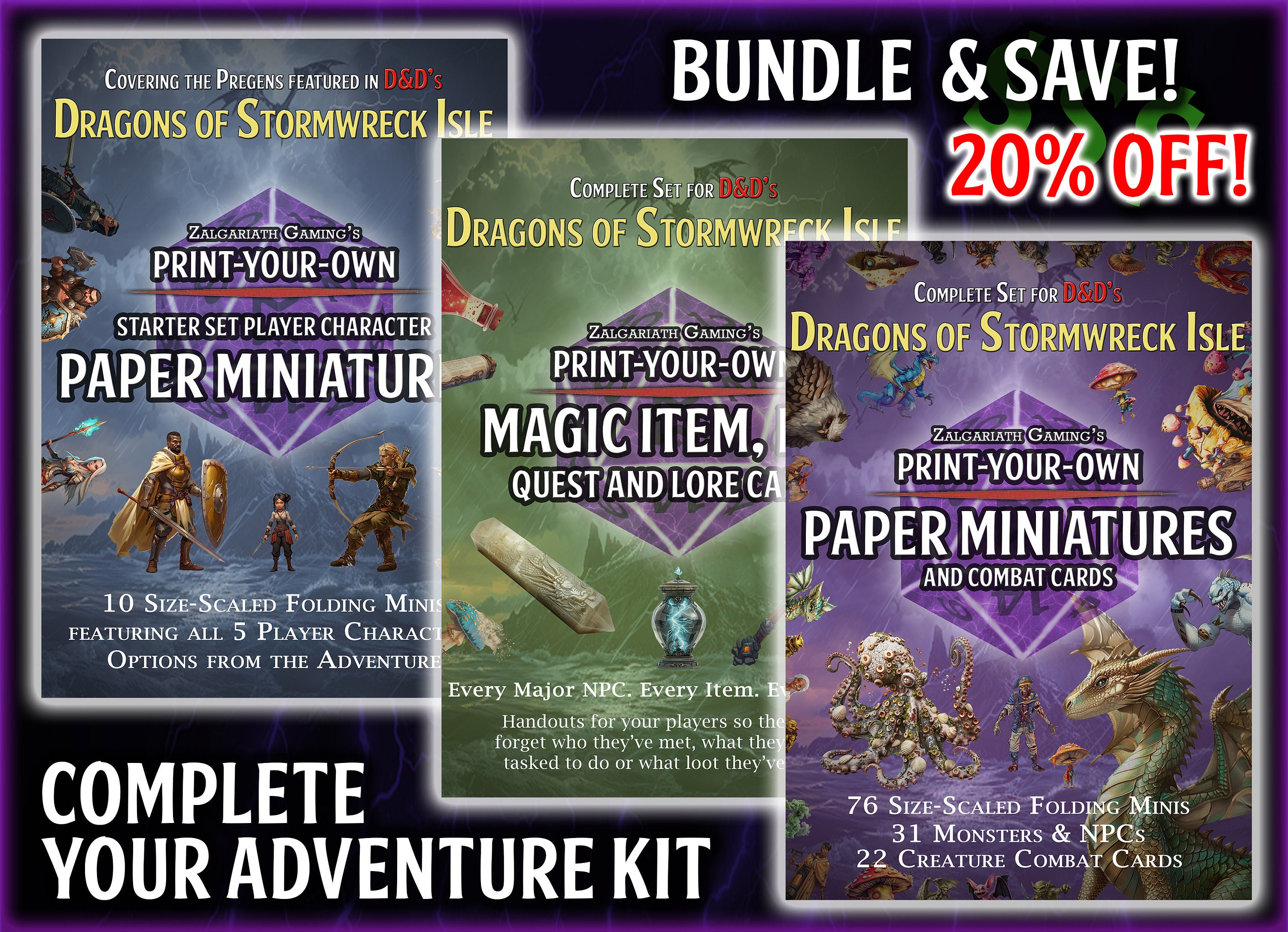 Dnd Dragons of Stormwreck Isle Printable Paper Minis and DM Card Super ...