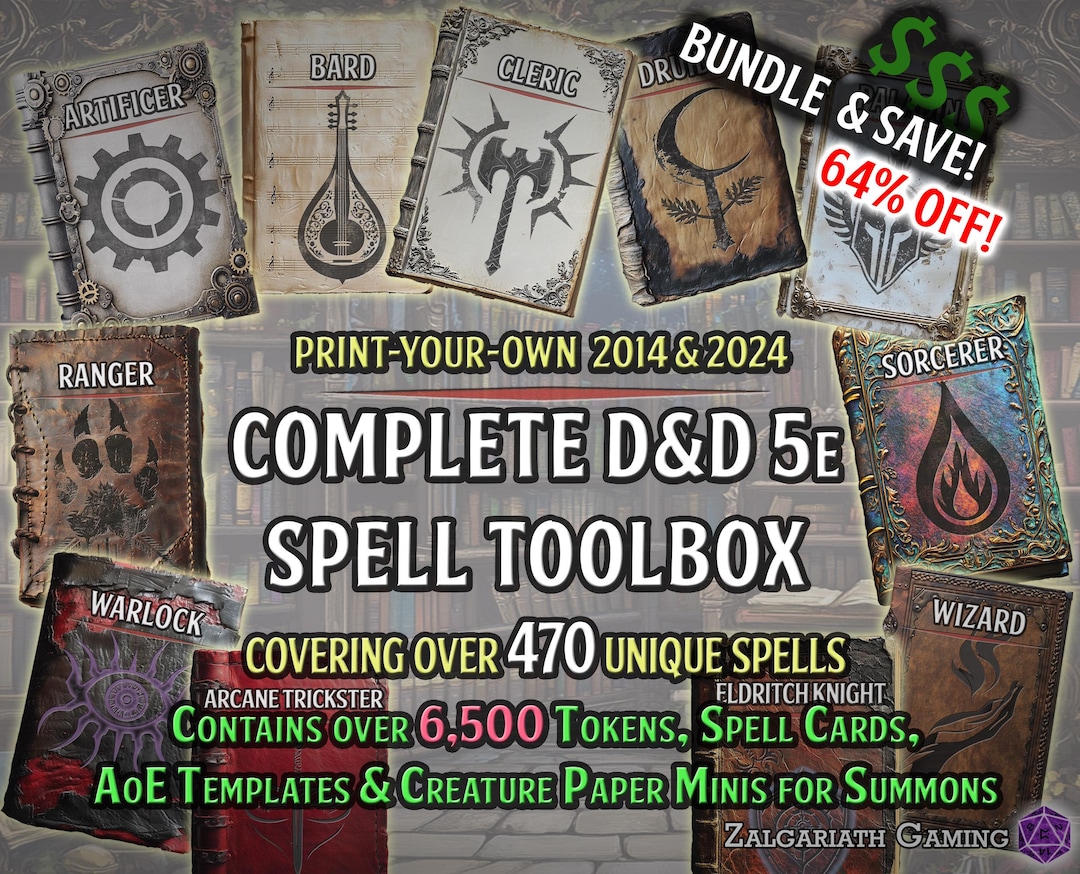 D&D 5e Complete Spell Card Toolbox: Aoe Templates, Condition Markers ...