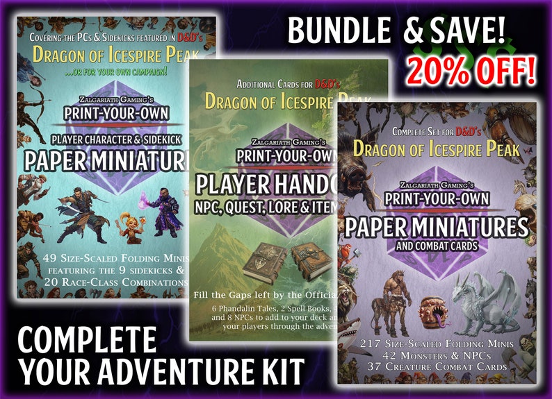 Dnd Dragon of Icespire Peak Printable Paper Minis and DM Card Super ...