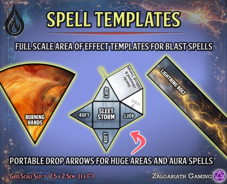 Dnd 5e Sorcerer Spellbook Kit: Spell Cards, Tokens, Templates, Minis ...
