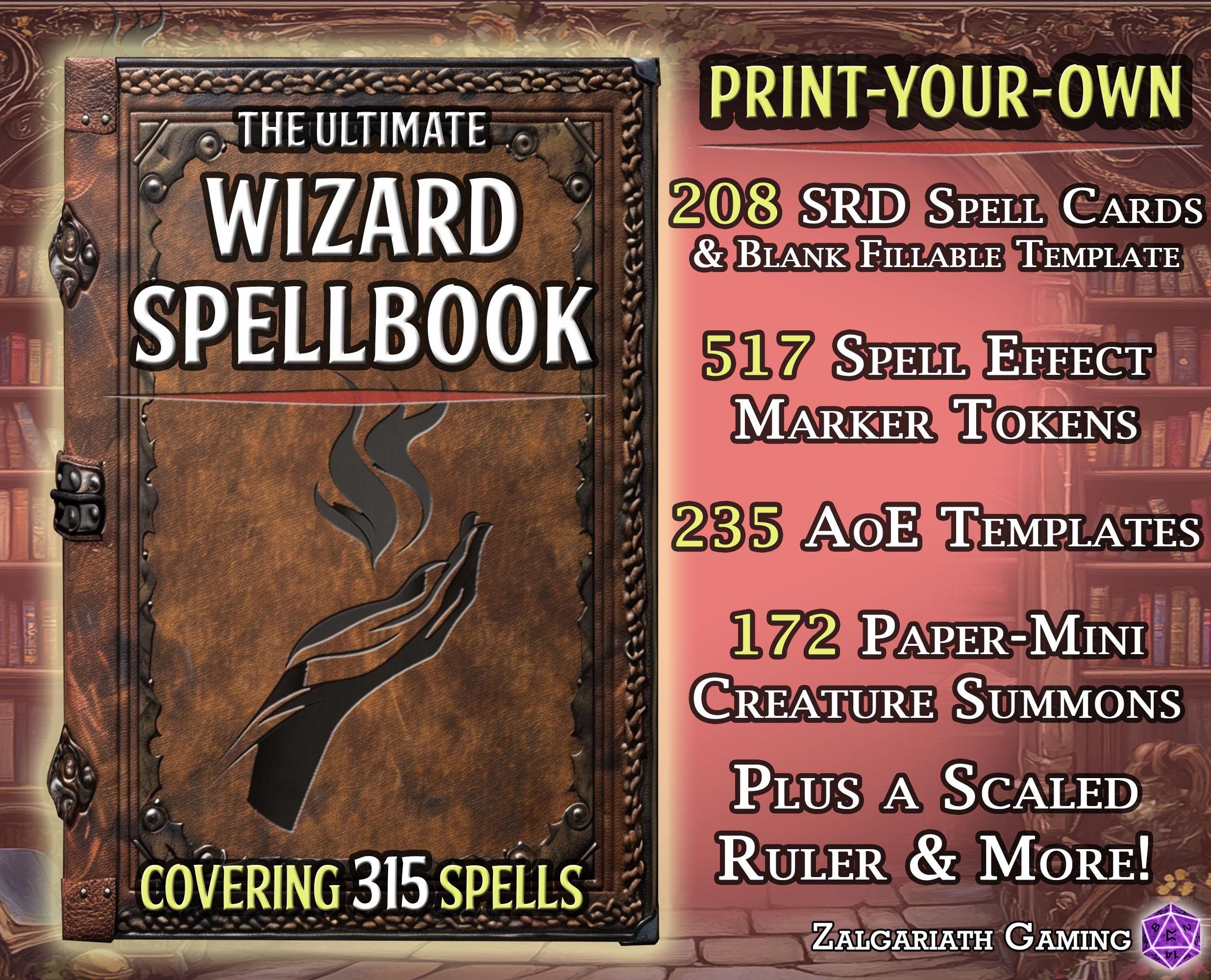 D&D Wizard Spell Card Toolbox: Printable Cards, Area of Effect aoe ...
