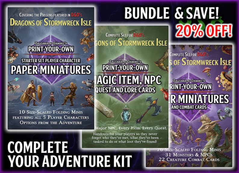Dnd Dragons of Stormwreck Isle Player Character Printable Paper Minis - Etsy
