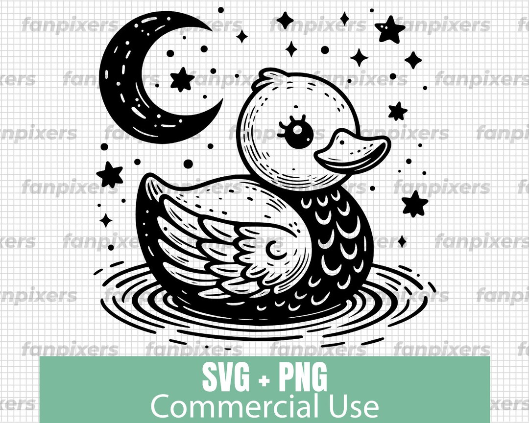 Swimming Duck at Night SVG PNG: Commercial Use (digital Download) - Etsy
