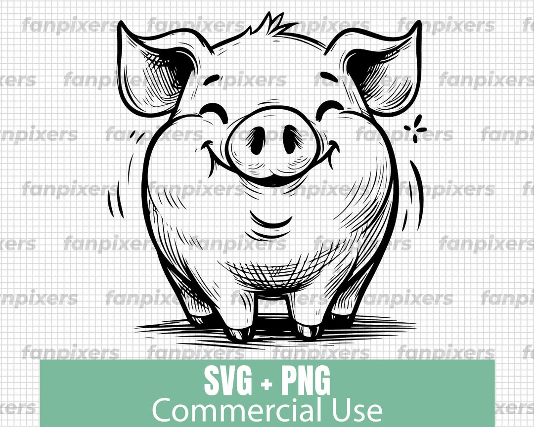Cute Happy Pig SVG and PNG, Perfect for Commercial Use, Digital ...