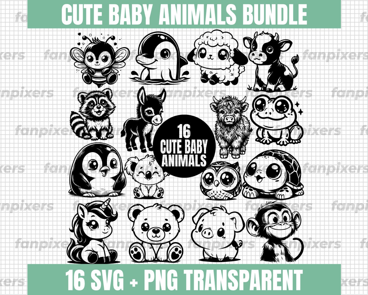 Cute Baby Animals SVG BUNDLE Vector Design Printable, Complete Peeking ...