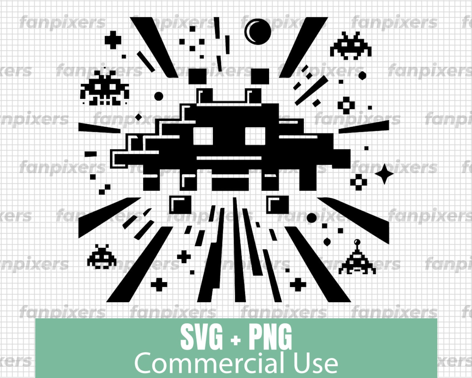 8-bit Space Invaders SVG PNG: Retro Game Graphics (digital Download) - Etsy