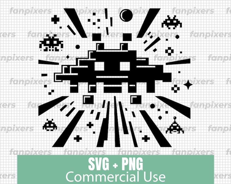 8-bit Space Invaders SVG PNG: Retro Game Graphics (digital Download) - Etsy