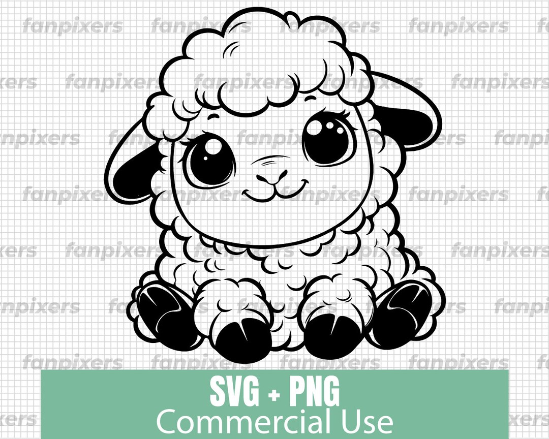 Cute Baby Sheep Sitting SVG and PNG, Commercial Use, Digital Download ...