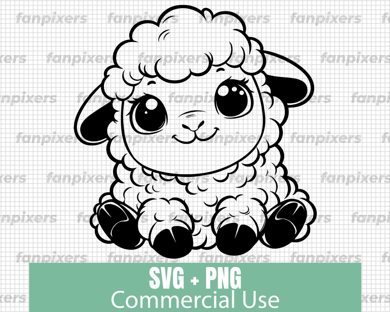 Cute Baby Sheep Sitting SVG and PNG, Commercial Use, Digital Download ...