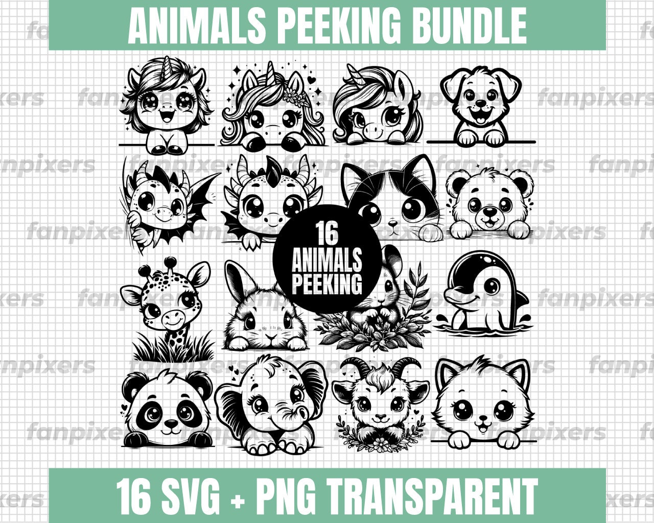 Peeking Animals SVG Bundle, Cricut Cut Files, Clipart Png, Vinyl Decal ...