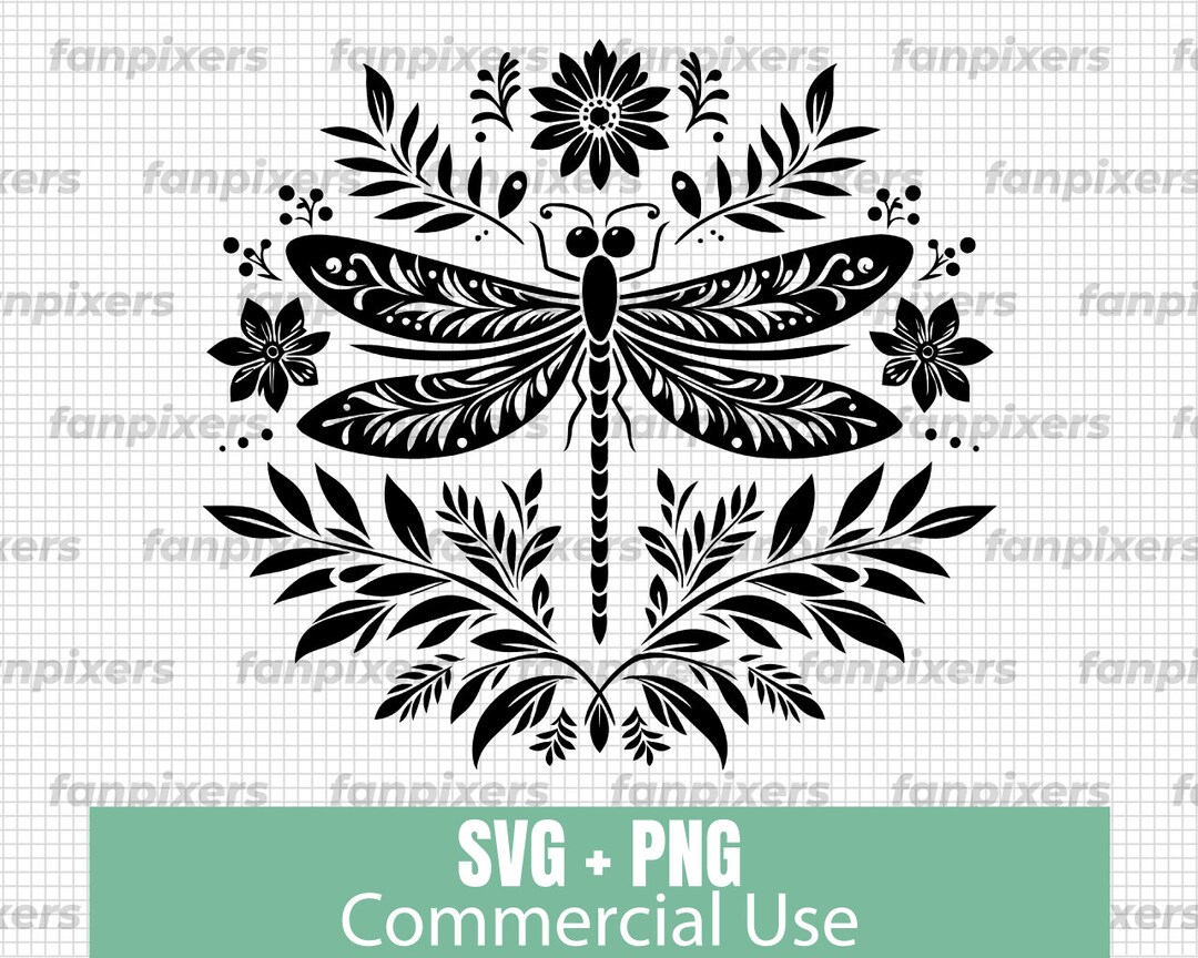 Dragonfly Flowers SVG PNG, Dragonfly Svg, Floral Svg, SVG Files for ...