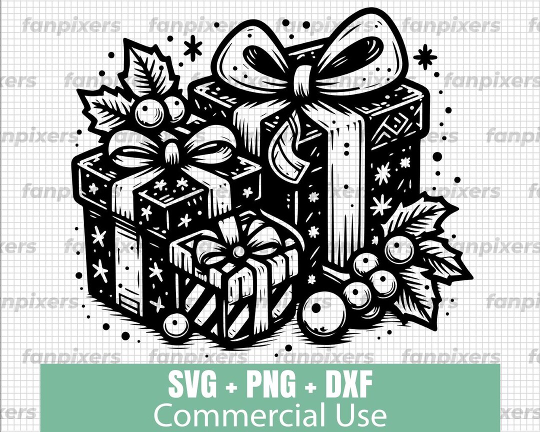 Christmas Gifts SVG: Holiday Clipart, T-shirt Design (digital Download ...