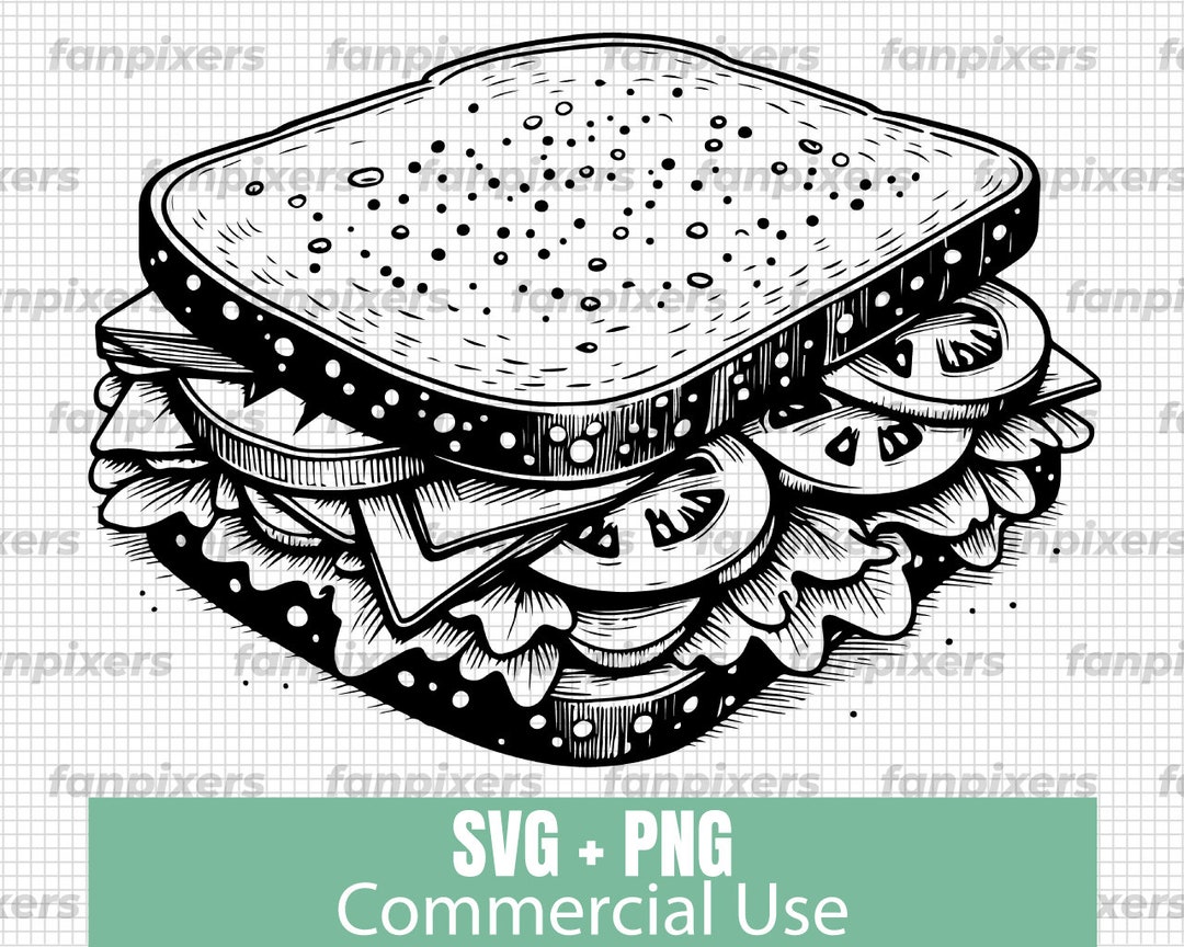 Vegetable Sandwich SVG and PNG. Perfect for Commercial Use, Digital ...
