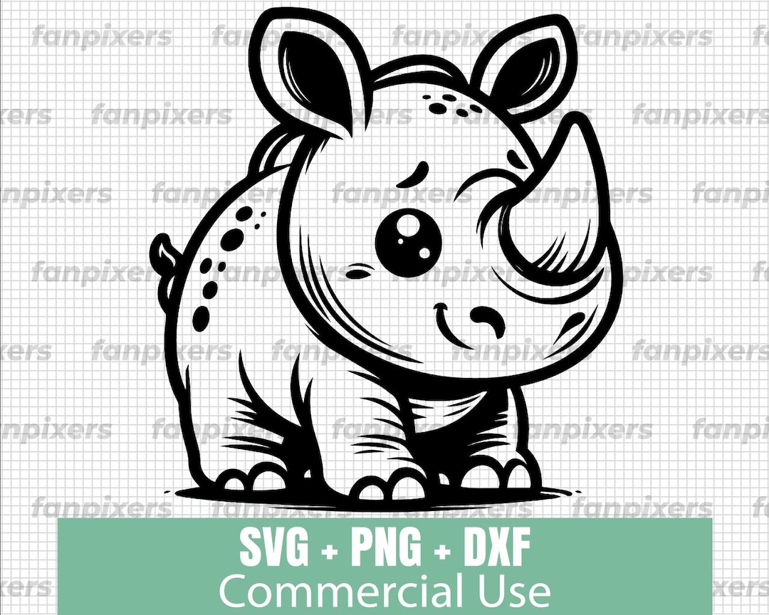 Cute Baby Rhinoceros SVG, PNG, and DXF for Commercial Use. Perfect ...
