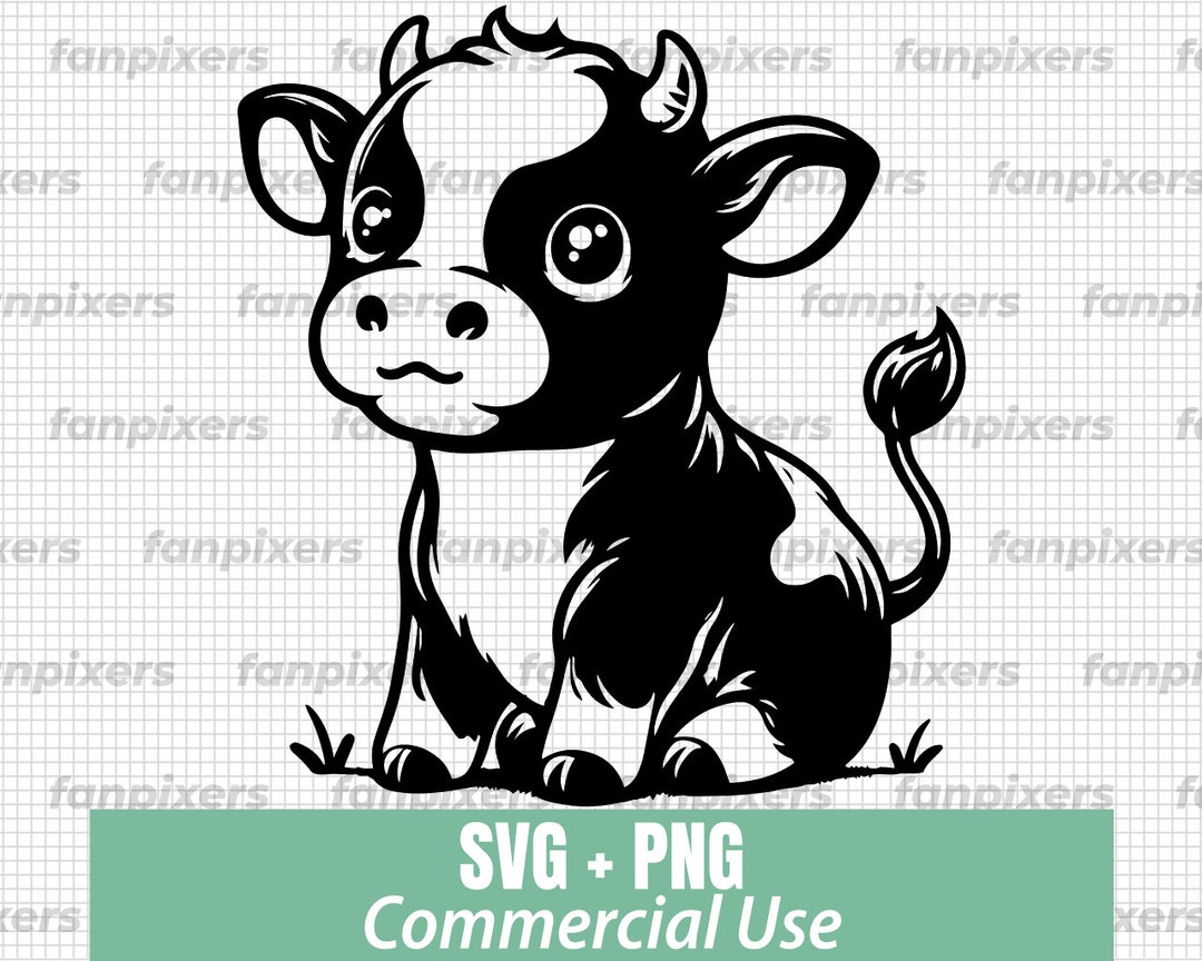 Cute Baby Cow SVG PNG, Cow Svg, Cute Cow Svg, Vector Baby Cow ...