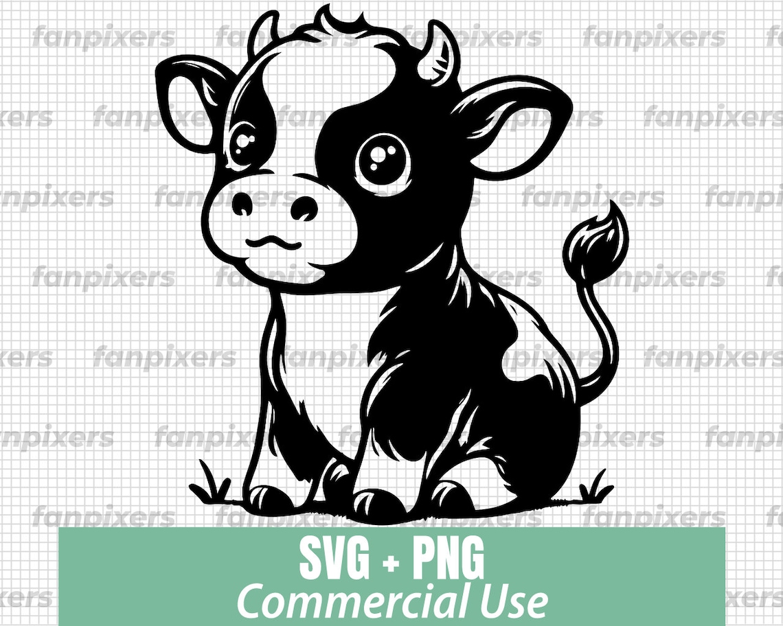 Baby Cow SVG PNG Bundle, Kawaii Cow Clipart, Cricut Cut File ...