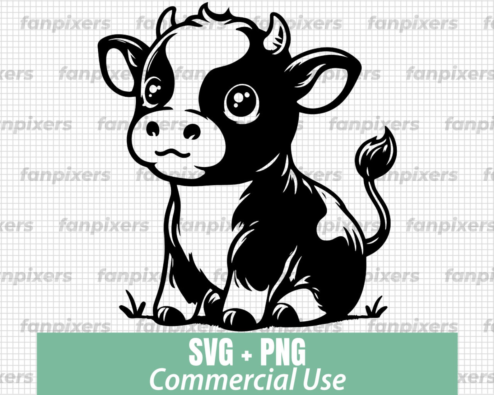 Baby Cow SVG PNG Bundle, Kawaii Cow Clipart, Cricut Cut File ...