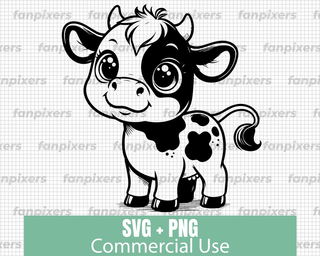 Cute Cow SVG and PNG for Commercial Use, Perfect for Digital Download ...