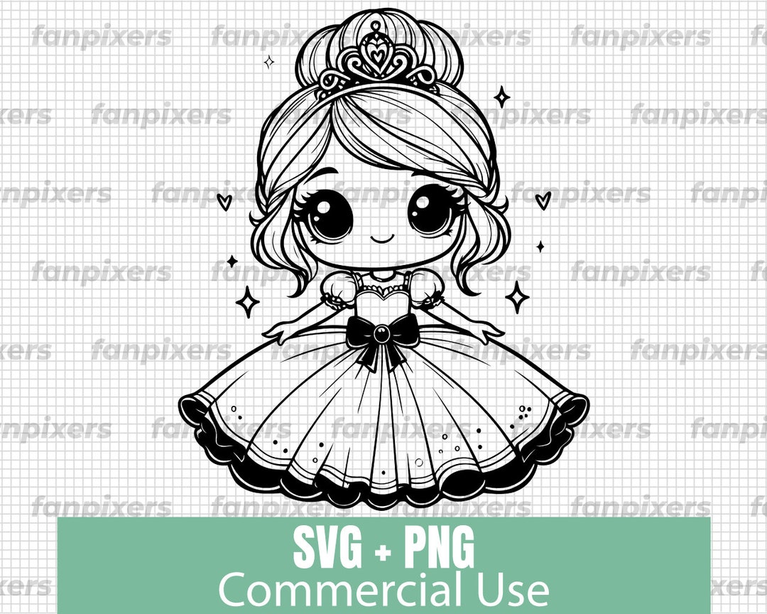 Cute Princess Dress SVG and PNG. Perfect for Commercial Use, Digital ...
